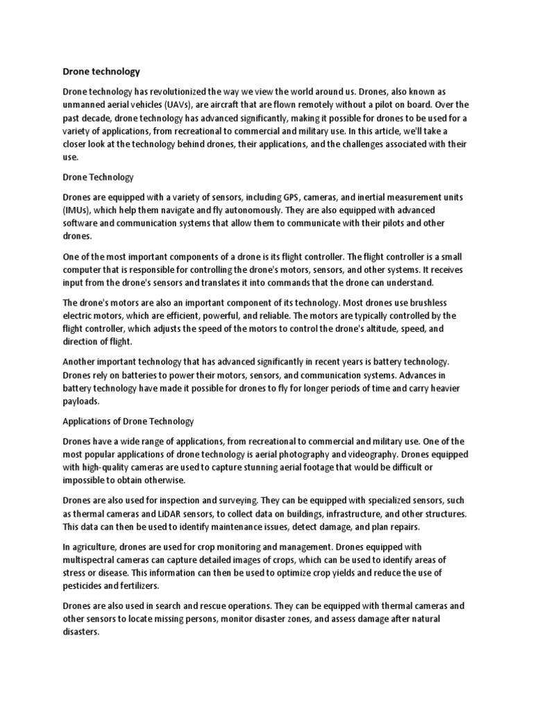 Drone Technology | PDF | Unmanned Aerial Vehicle | Aviation
