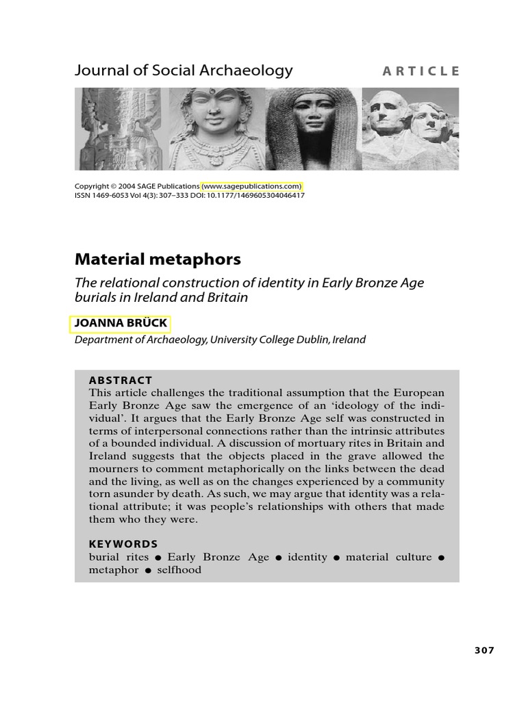Journal of Social Archaeology: Material Metaphors | PDF | Burial | Funeral