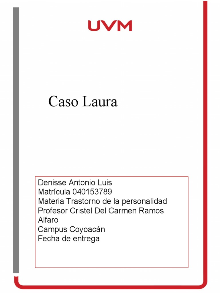 Caso Laura | PDF | Trastorno mental | Manual Diagnóstico y Estadístico de los Trastornos Mentales