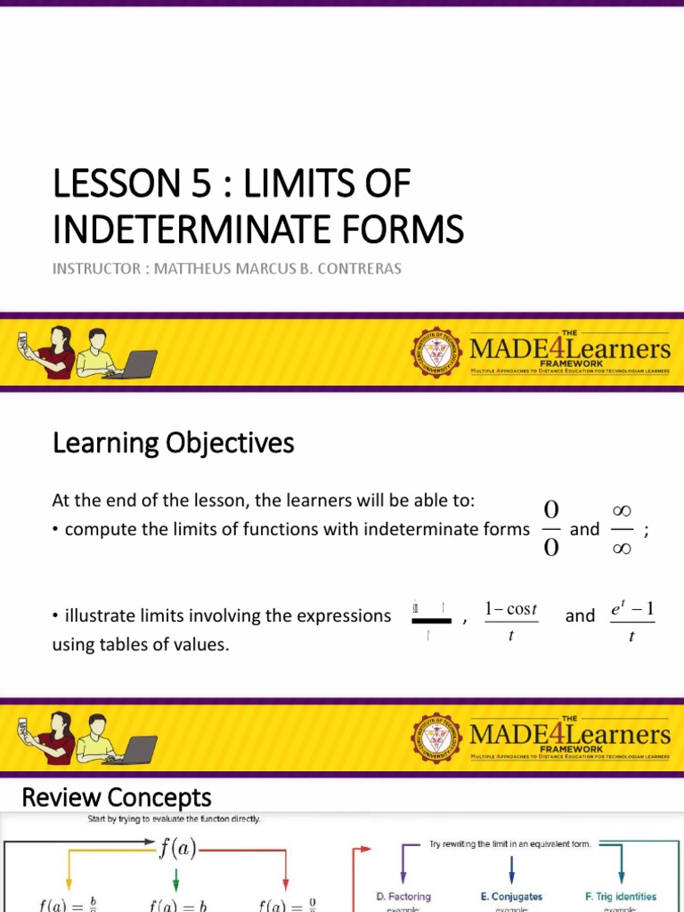 Lesson 5 - Limit of Indeterminate Forms PDF | PDF | Factorization | Function (Mathematics)