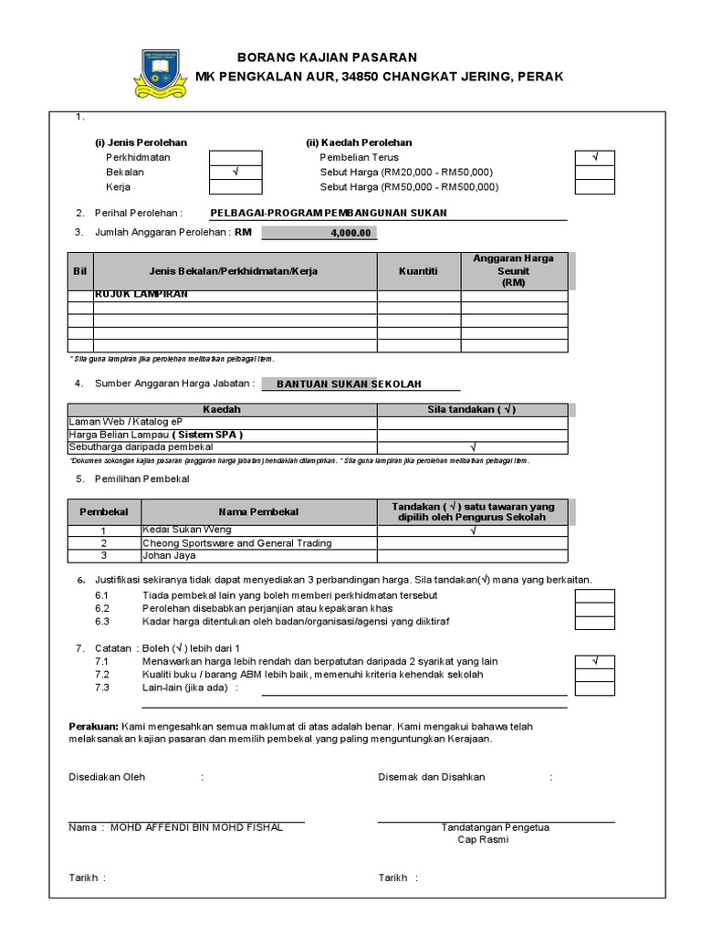 Borang Kajian Pasaran (Terkini) | PDF