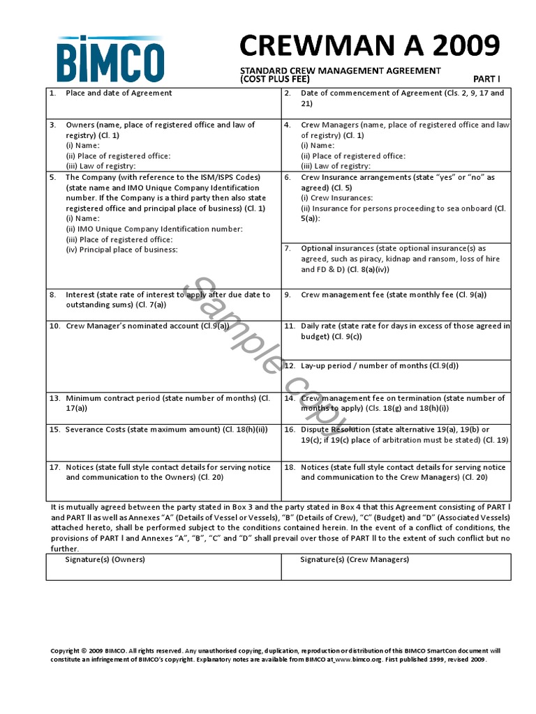 Sample Copy CREWMAN A 2009-1 | PDF | Insurance | Arbitration