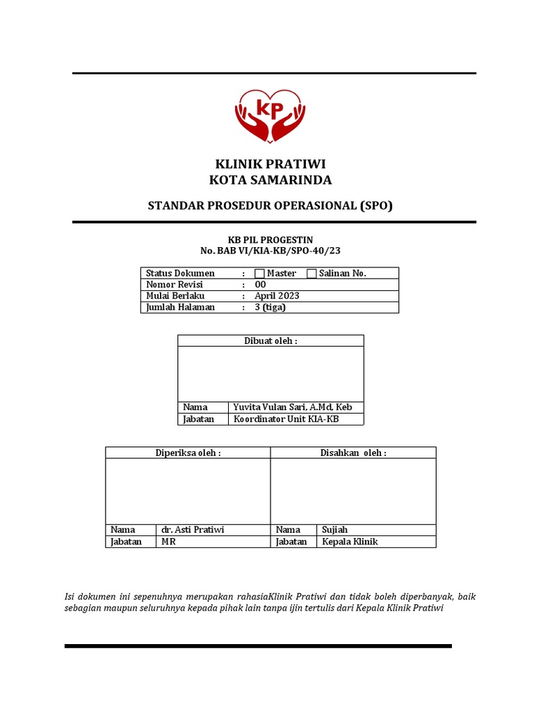 Spo KB Pil Progestin (BLM Fix) | PDF