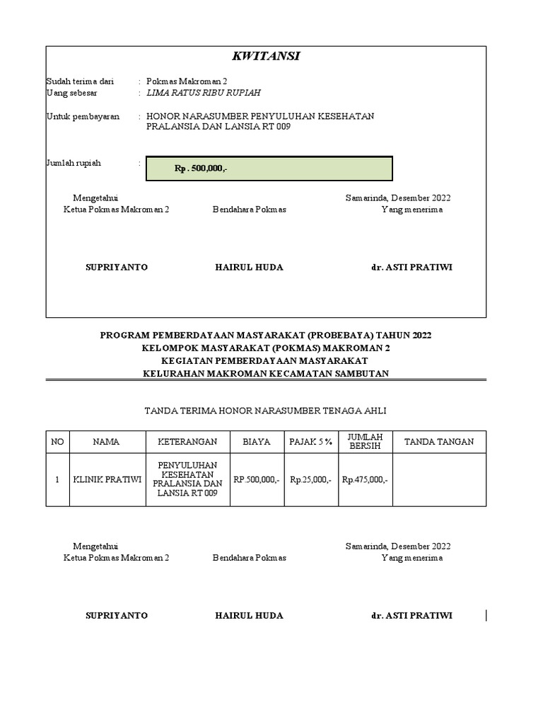 KWITANSI POKMAS (1).xlsx | PDF