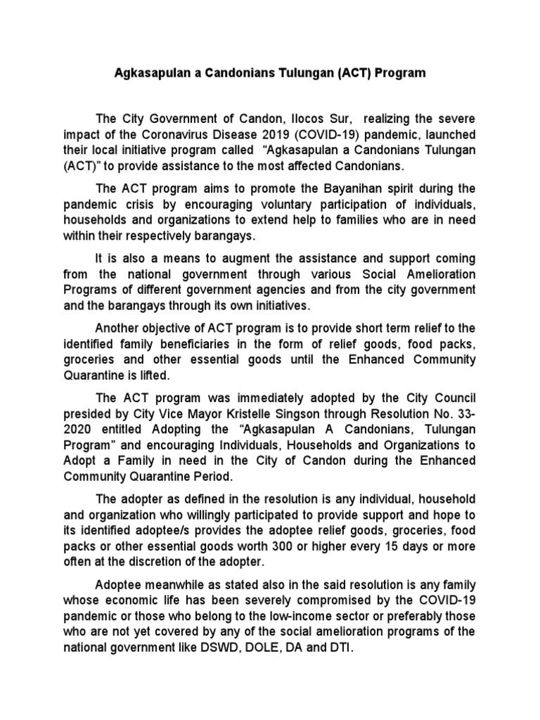 Candon - Act Program | PDF