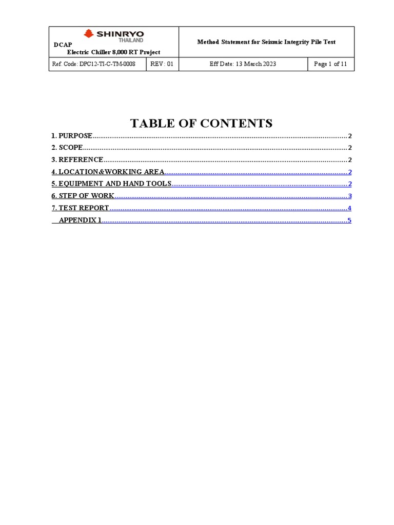 Pile Integrity Test Method - Rev.1 | PDF | Accelerometer | Physical ...