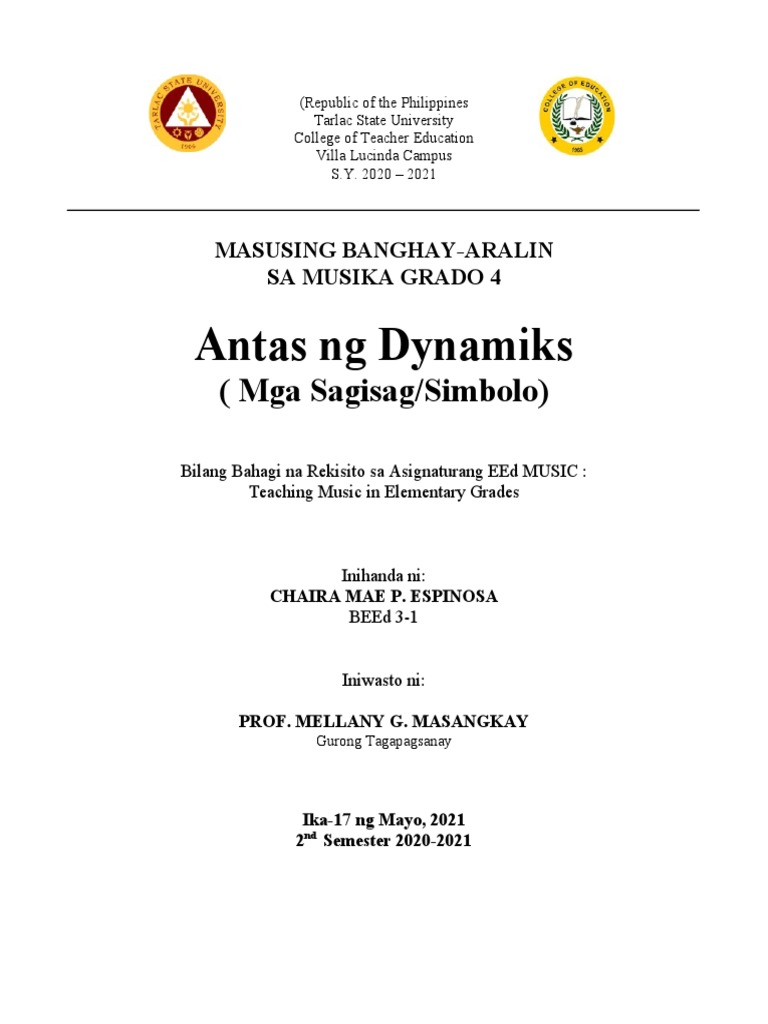 ESPINOSA. CHAIRA MAE - Detailed Lesson Plan (ANTAS NG DYNAMIKS) | PDF