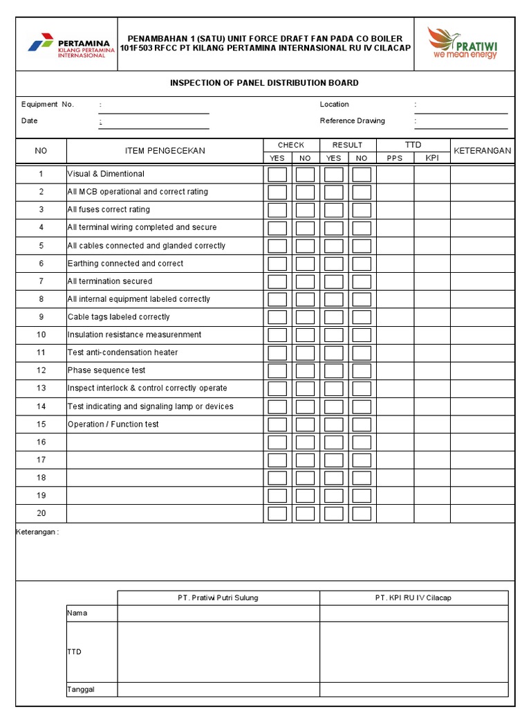 Form Report Electrical - Instrument | PDF | Electrical Wiring | Power ...