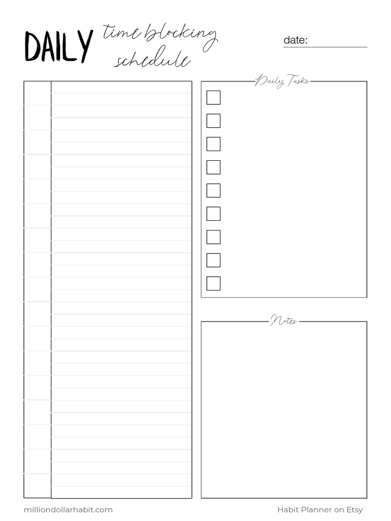 Daily Time Blocking A4 PDF | PDF