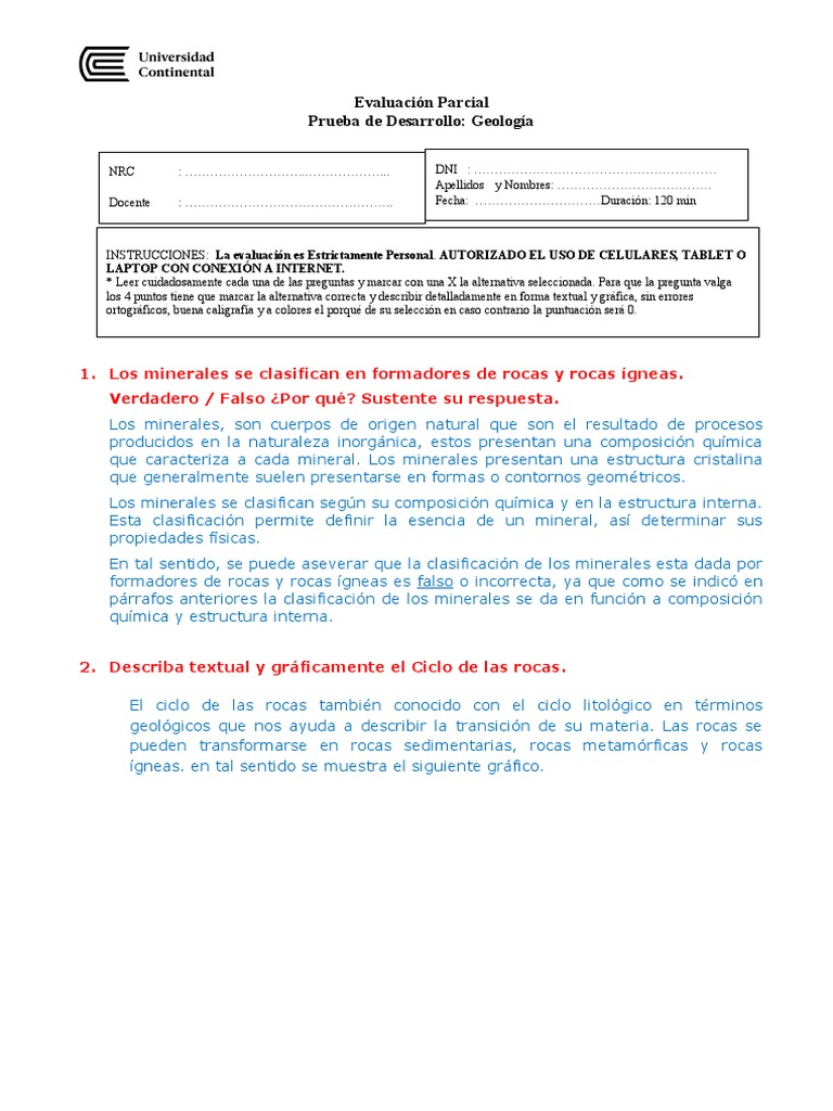 PA 02_Examen Parcial_Geología | PDF | Roca (geología) | Granito