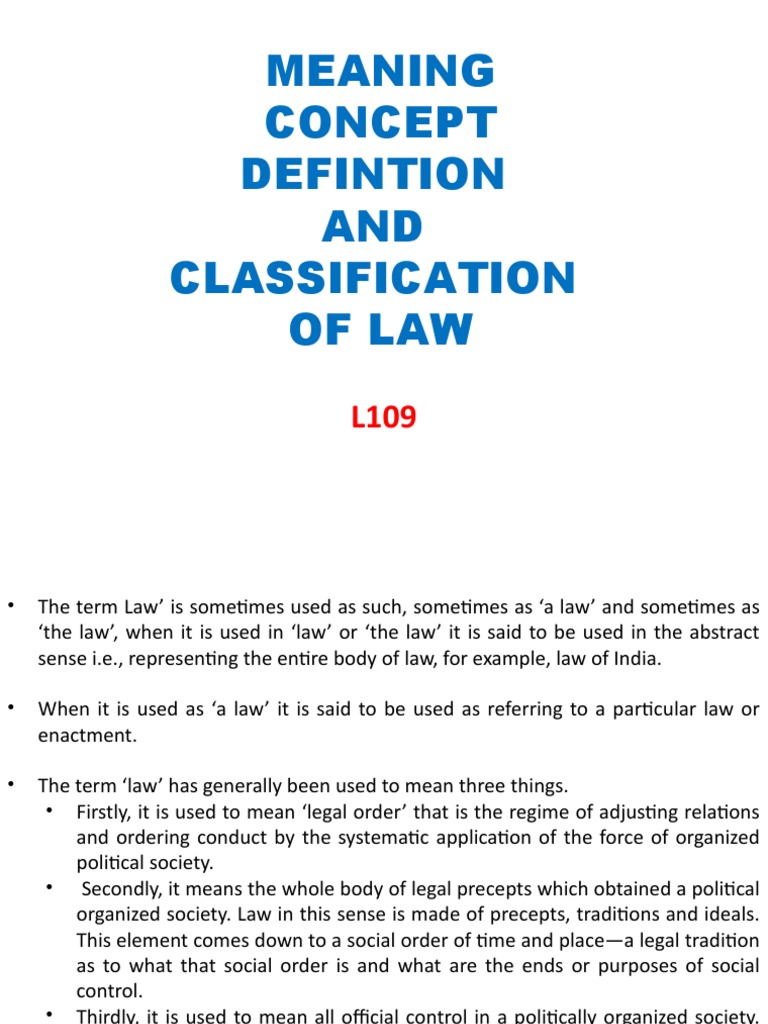 1 Meaning, Concept Defintion and Classification of Law | PDF | Common ...