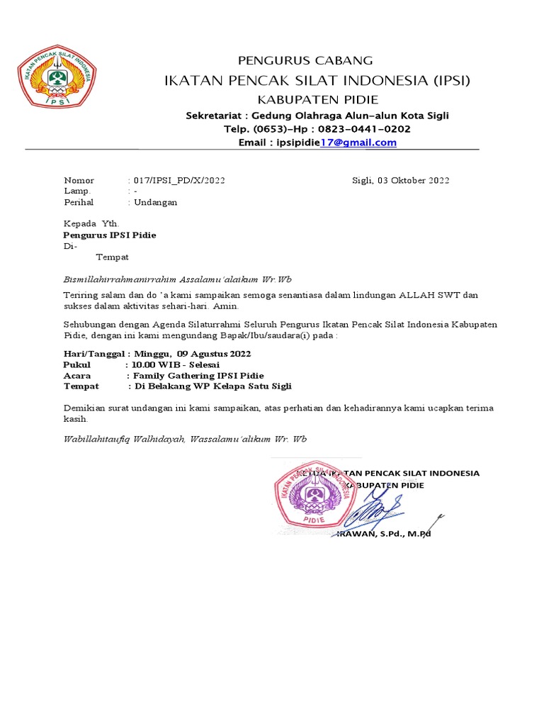 Undangan Family Gathering IPSI PD 2022 | PDF