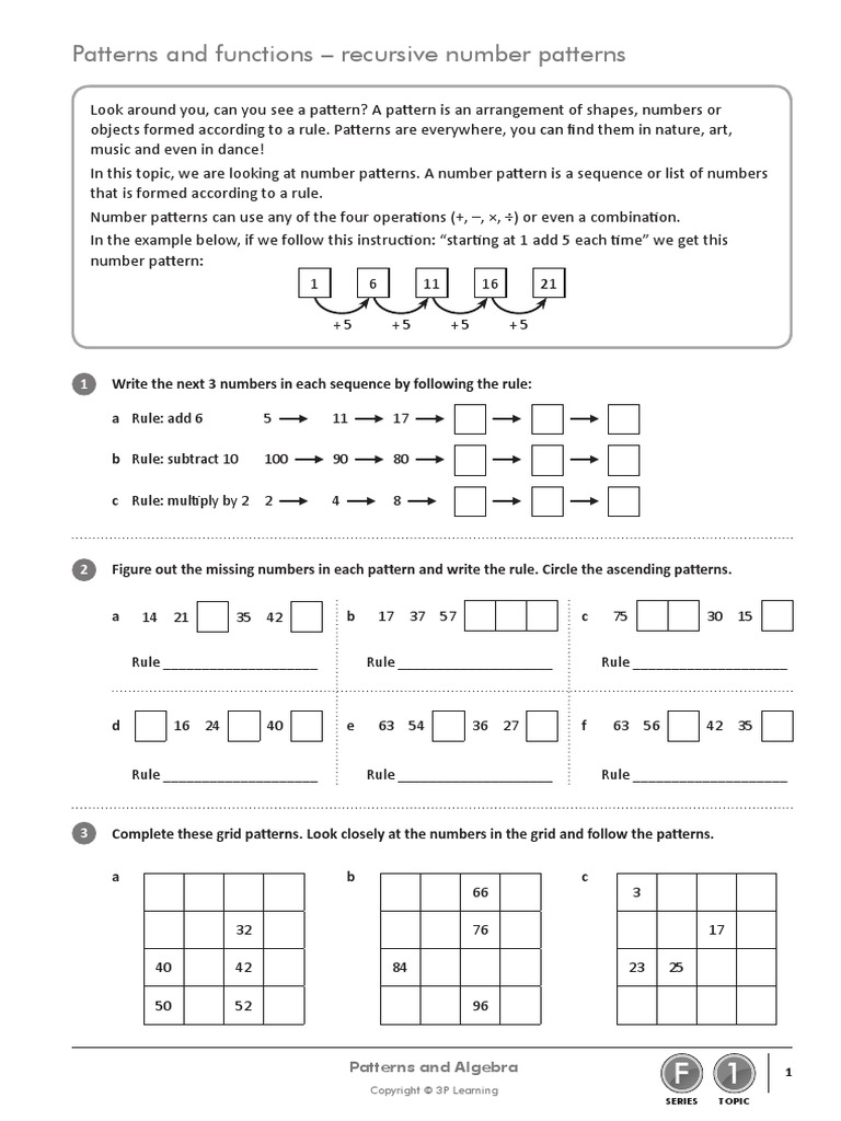 Patterns | PDF | Equations | Numbers