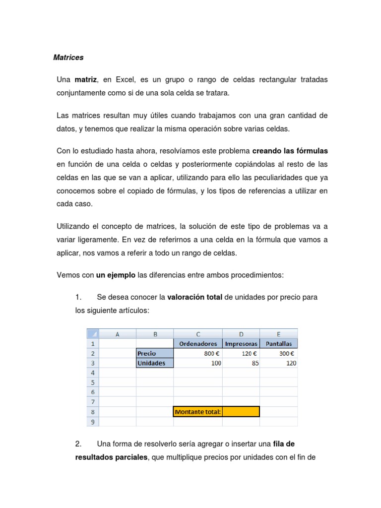 Clase 108 Excel BASICO - INTERMEDIO - AVANZADO - Matrices PDF | PDF ...