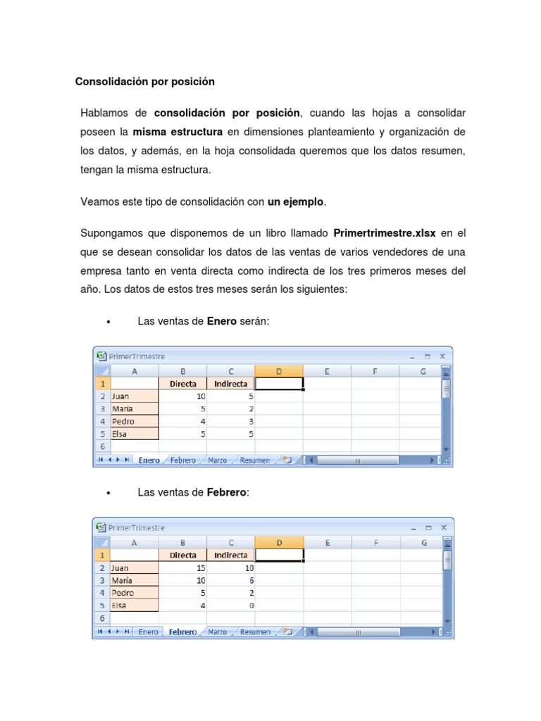 Clase 111 Excel BASICO - INTERMEDIO - AVANZADO - Consolidacion Por Posicion | PDF | Informática