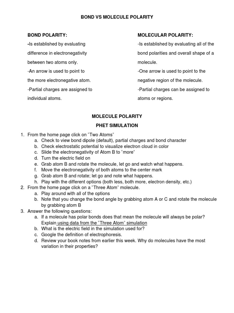 Bond vs Molecule Polarity Explained | PDF