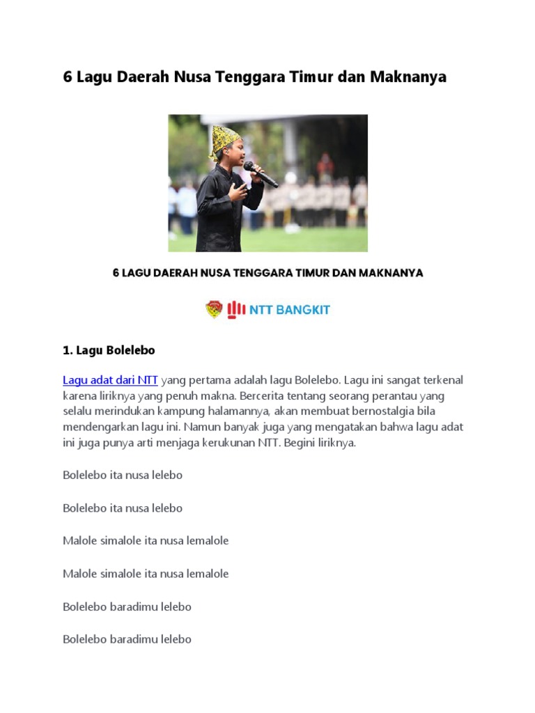 Lagu NTT | PDF | Puisi