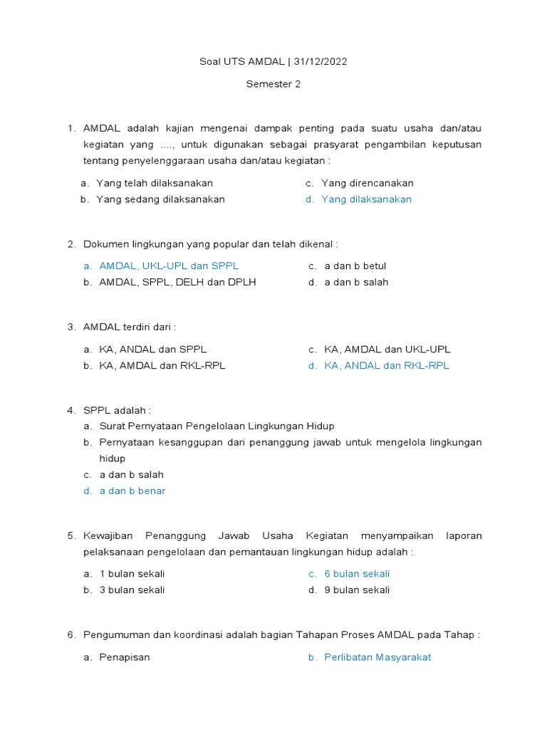 Contoh Soal UTS AMDAL | PDF