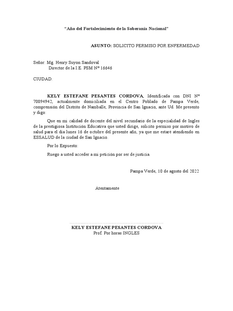 Solicitud de Permiso | PDF