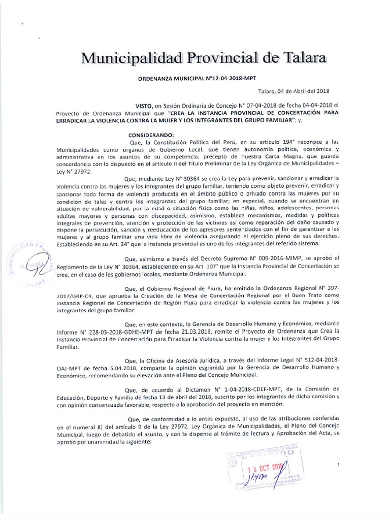 Modelo de Ordenanza Municipal | PDF