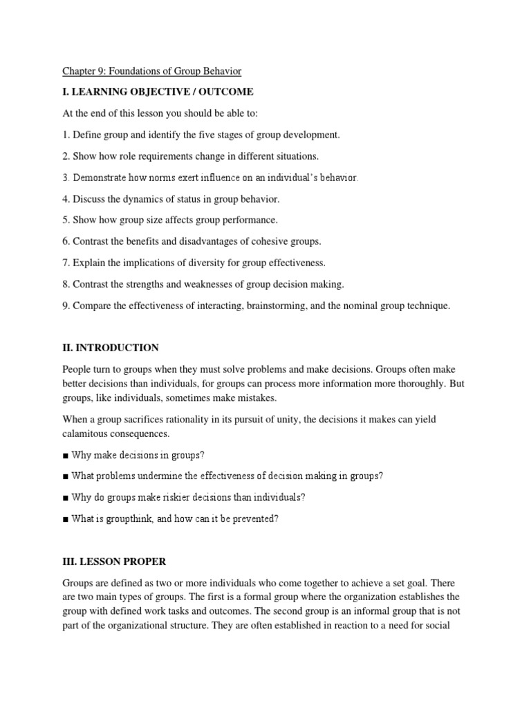 HBO Chapter 9 | PDF | Conformity | Group Cohesiveness