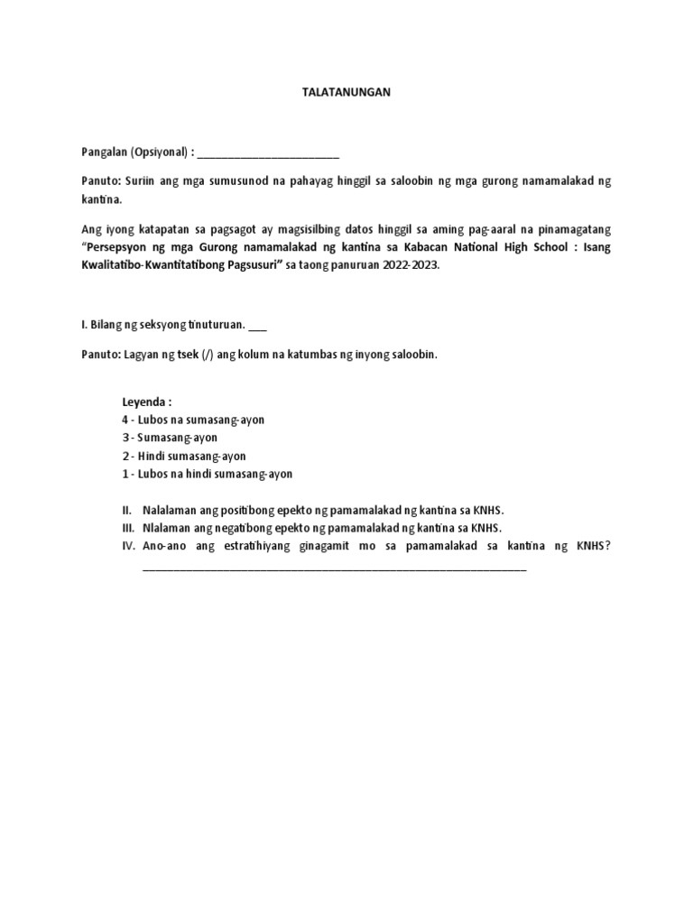 TALATANUNGAN Pananaliksik-WPS Officce | PDF