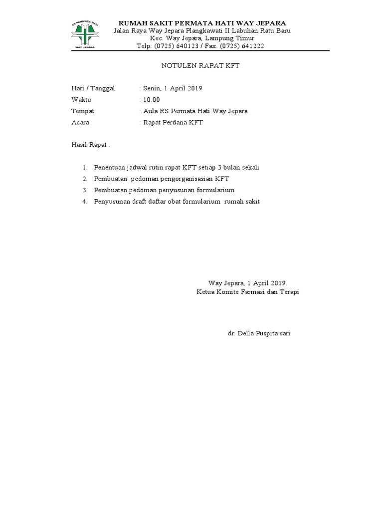 Notulen Rapat KFT 2 | PDF