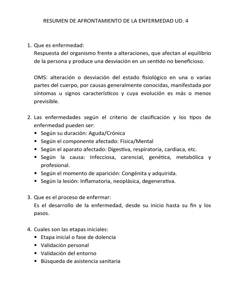 Resumen de Afrontamiento de La Enfermedad Ud | PDF | Ansiedad | Las ...