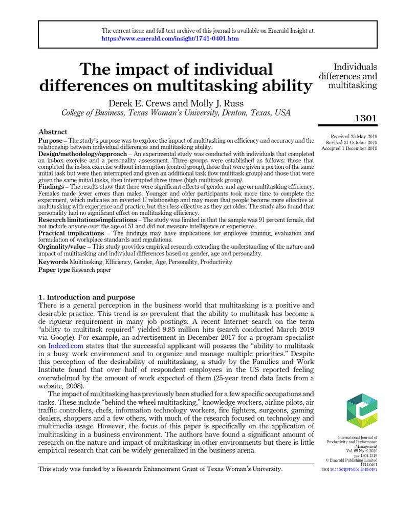 The Impact of Individual PDF | PDF | Analysis Of Variance | Attention