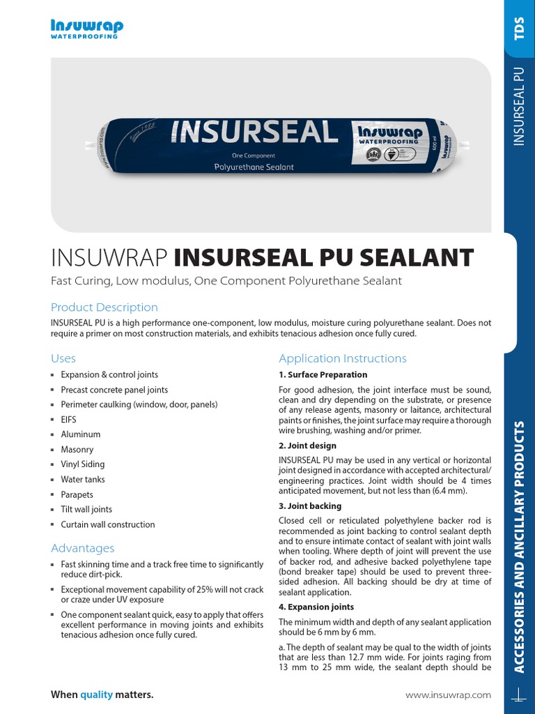Insurseal PU Sealant | PDF | Materials | Building Engineering
