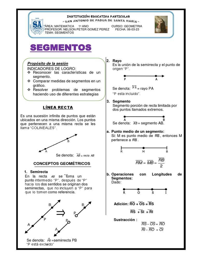Segmentos: Propósito de La Sesión | PDF | Geometría Elemental | Matemática Elemental