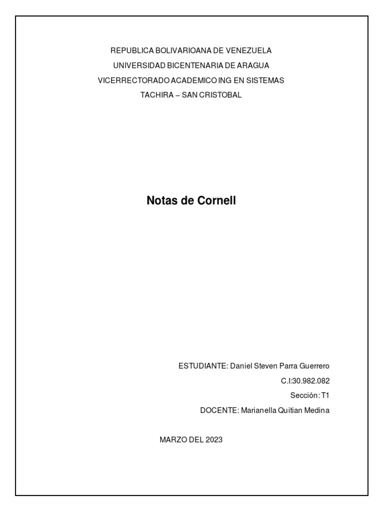 Daniel Parra, Notas Cornell, Programacion T1 | PDF | Función ...