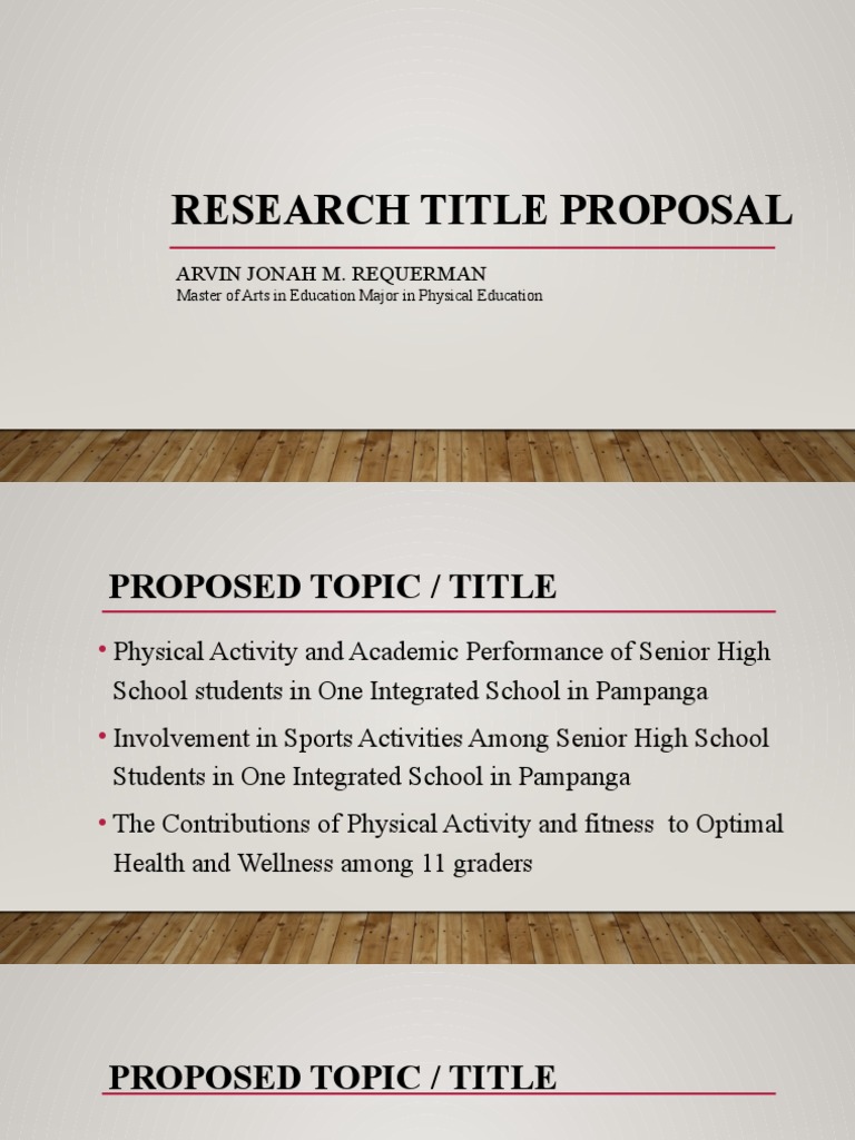 Research Title Proposal | PDF | Sedentary Lifestyle | Questionnaire