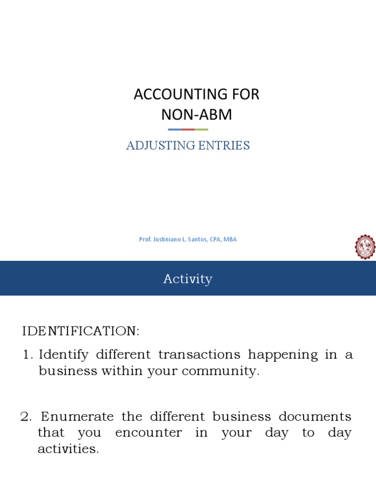 Accounting For Non-ABM - Adjusting Entries - Module 4 Asynchronous ...