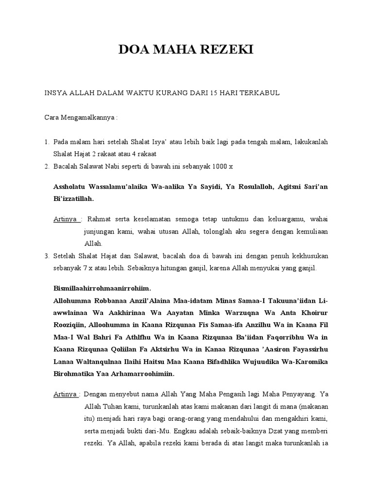 Doa Maha Rezeki | PDF