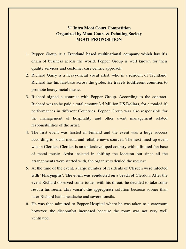 3rd Intra Moot Problem Mcds PDF | PDF | Negligence | Private Law