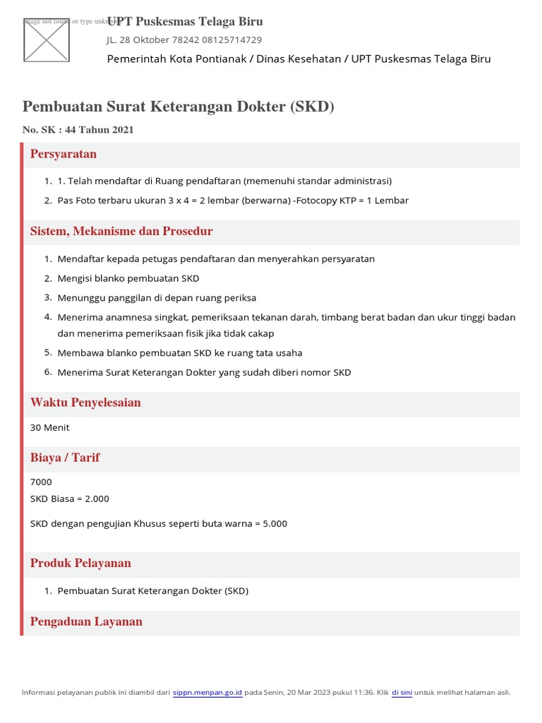Unduh Standar Pelayanan - Pembuatan Surat Keterangan Dokter (SKD) PDF | PDF