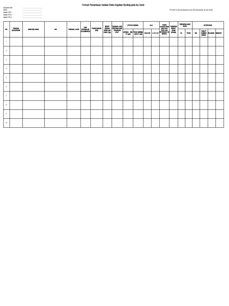 FORM - PENDAMPINGAN - BUMIL, - BULIN, - CATIN - 2023 | PDF