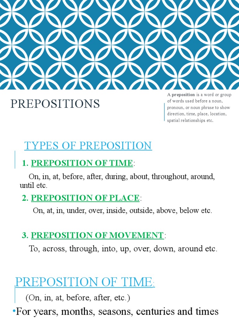 Prepositions | PDF | Preposition And Postposition | Noun