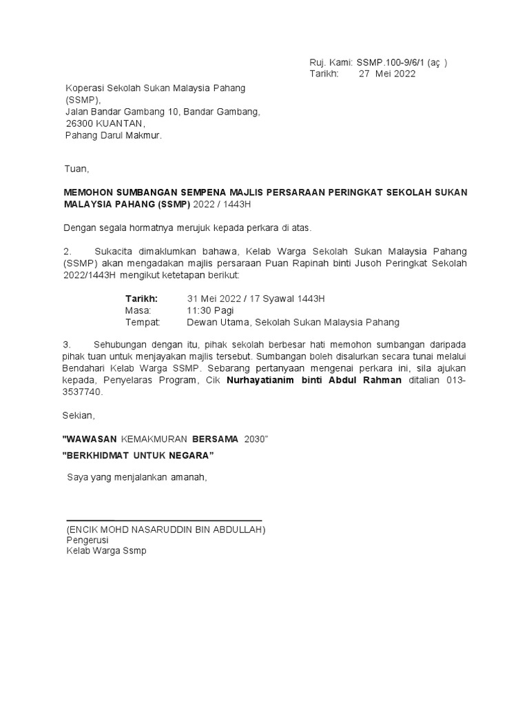 Surat Mohon Sumbangan | PDF