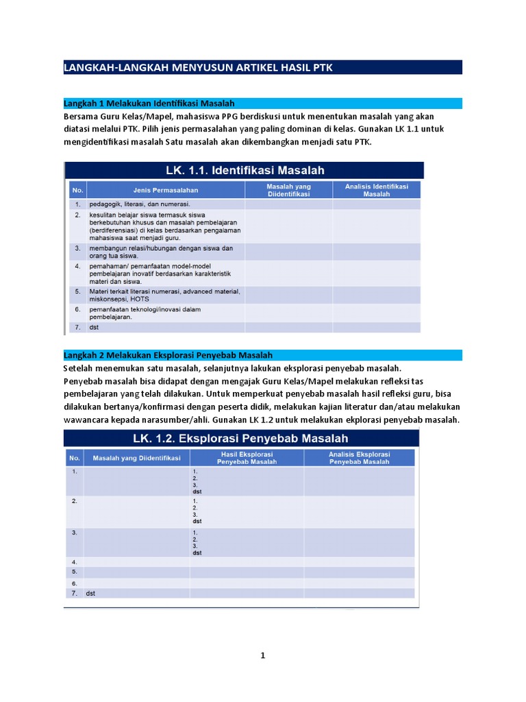 Langkah Penyusunan Artikel Hasil PTK | PDF