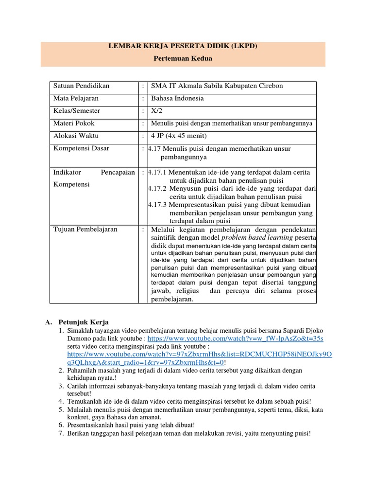 Lkpd Menulis Puisi Pdf