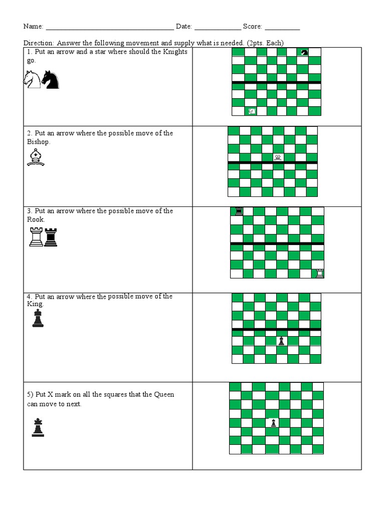 Chess Movement Quiz for Beginners | PDF