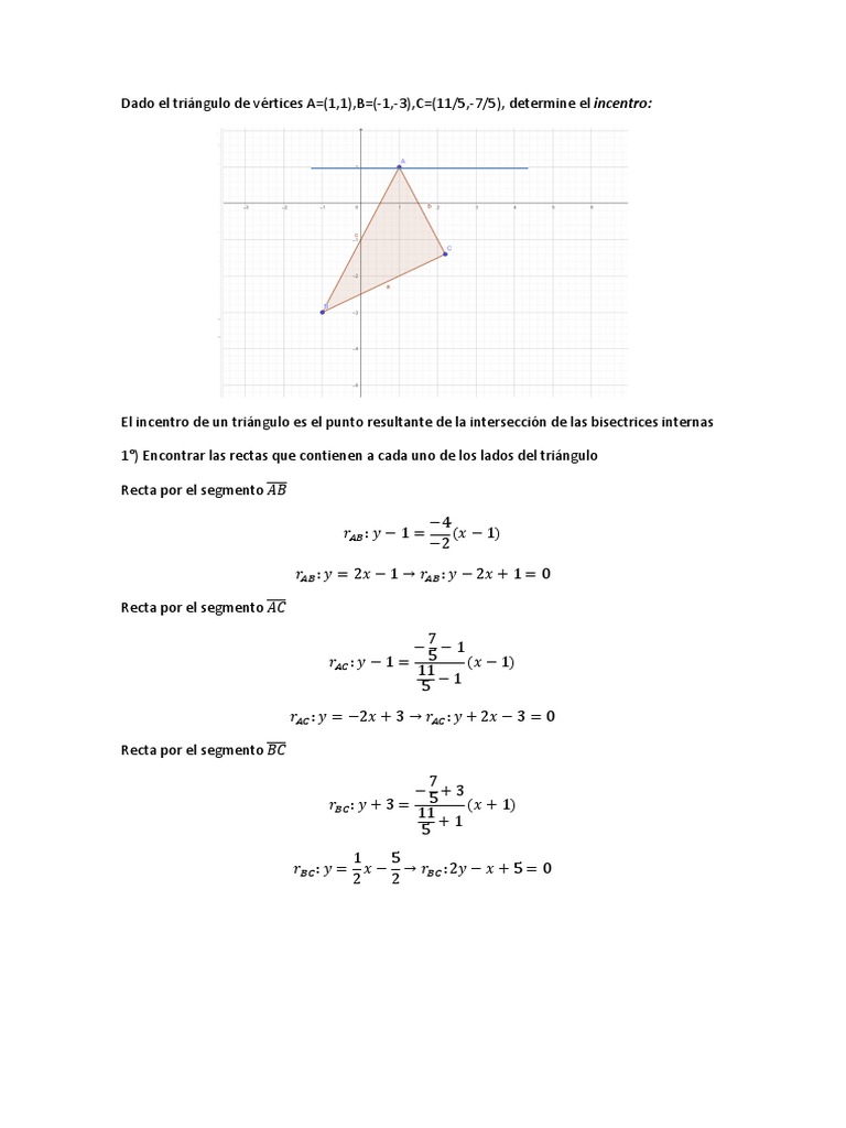 Incentro de un triángulo | PDF | Triángulo | Geometría del plano euclidiano