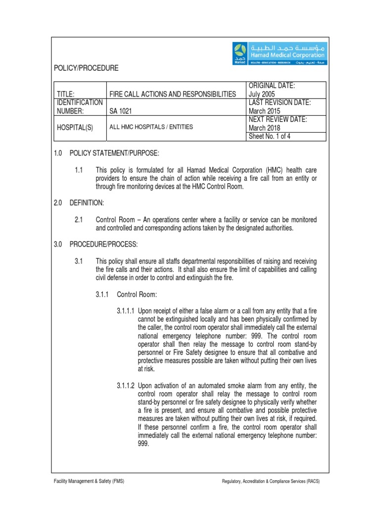 SA 1021 Fire Call Actions and Responsibilities | PDF | Fire Safety ... SA 1021 Fire Call Actions and Responsibilities | PDF | Fire Safety ...