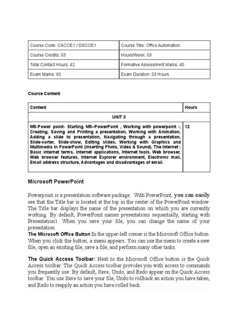 Office Automation Unit 3 | PDF | World Wide Web | Internet & Web