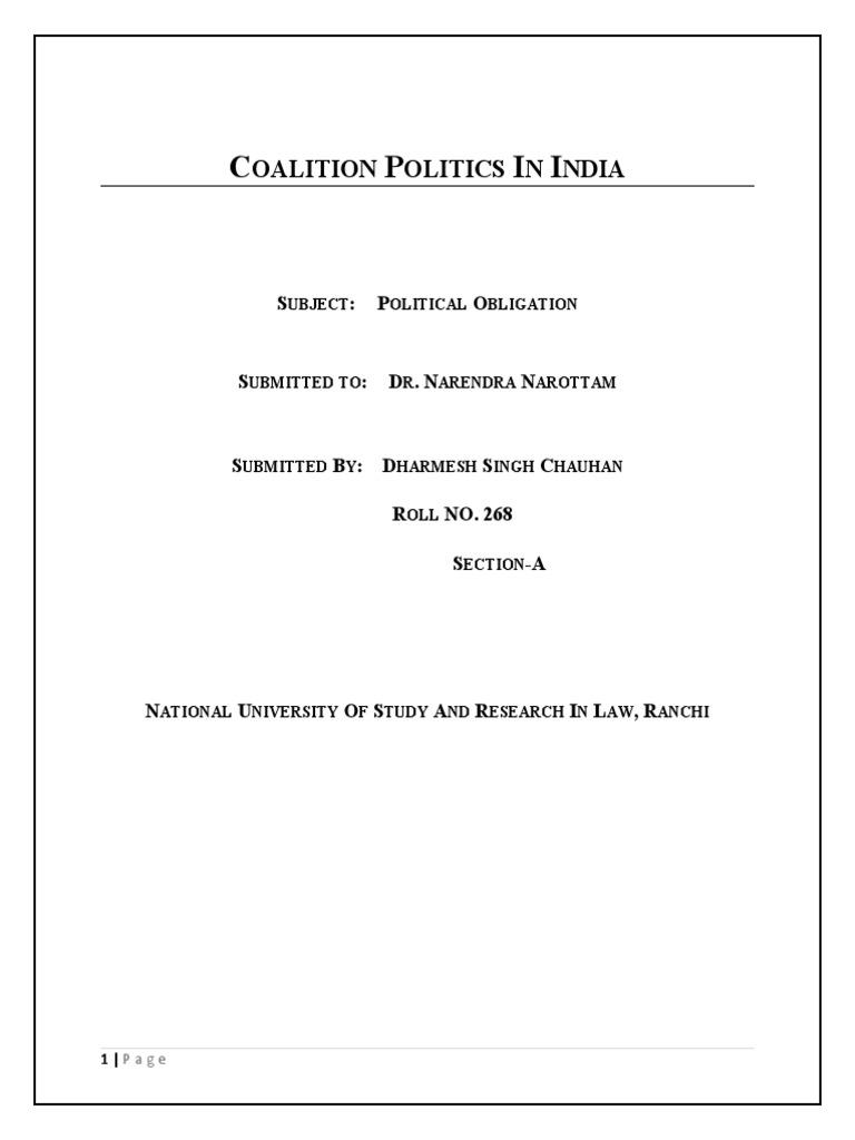 Coalition Politics In India Pdf Indian National Congress Government