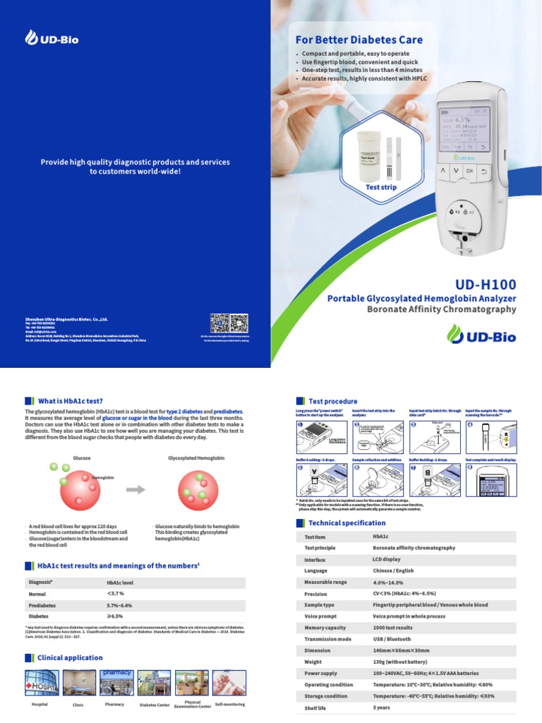 UD-H100 Catalog V1.7 | PDF | Glycated Hemoglobin | Prediabetes