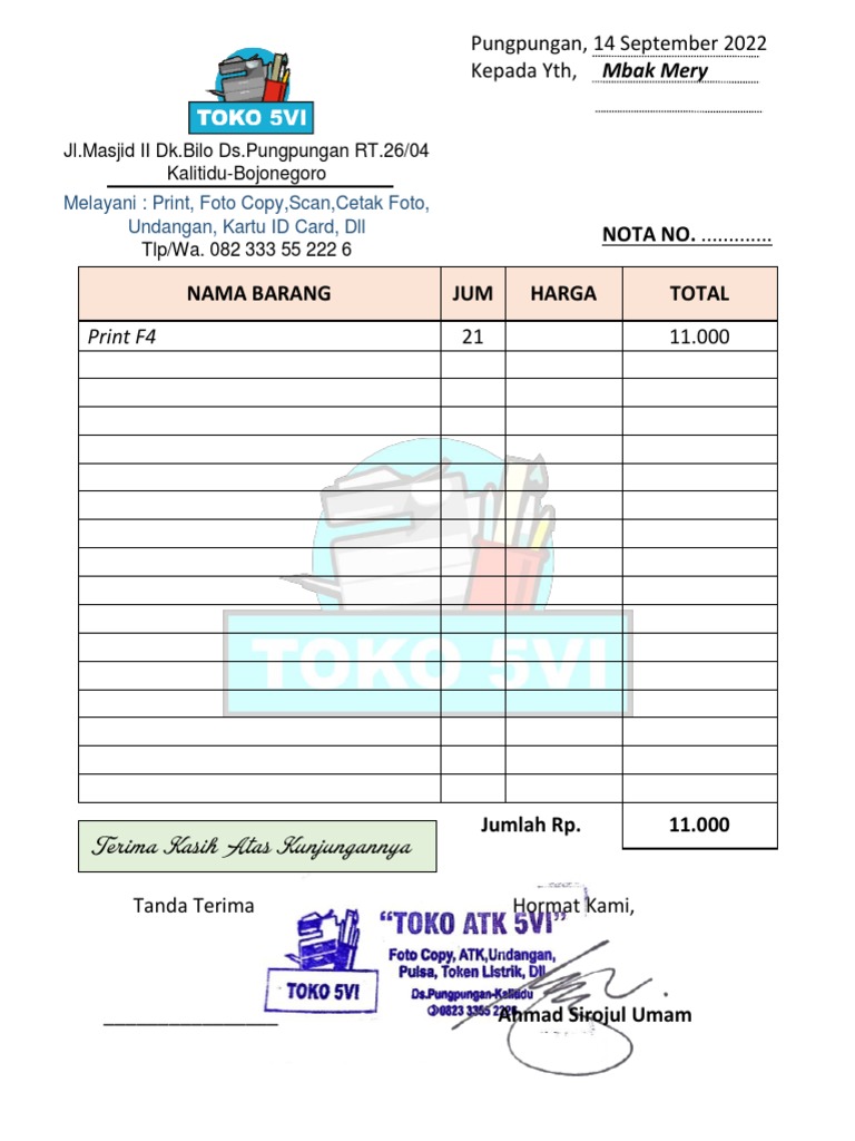 Nota Toko | PDF