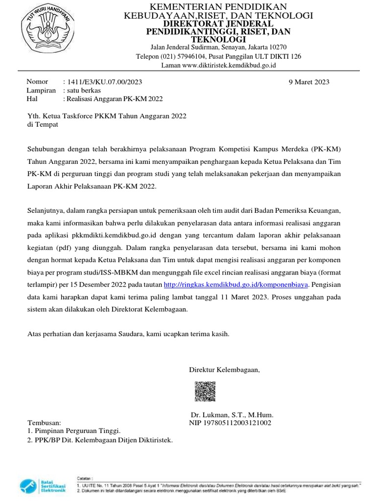 Realisasi Anggaran PK-KM 2022 | PDF